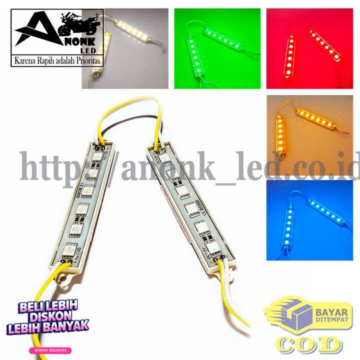Lampu Led Modul DC 12V 6 Mata Strip SMD 5050 SATUAN (Putih) / Led kolong Motor/Mobil/Aquarium ...
