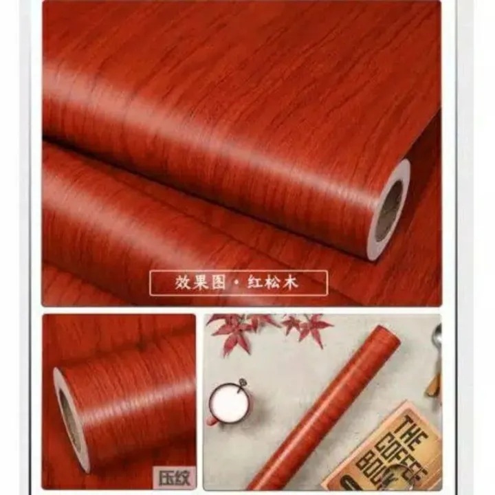 Wallpaper Sticker Dinding Motif Kayu Coklat Gelap Ukuran Panjang