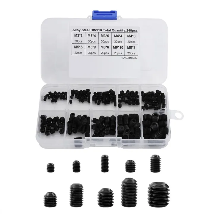 Wanke 240 Socket Screw Assortment Allen Head Socket Hex Set Grub Screw ...