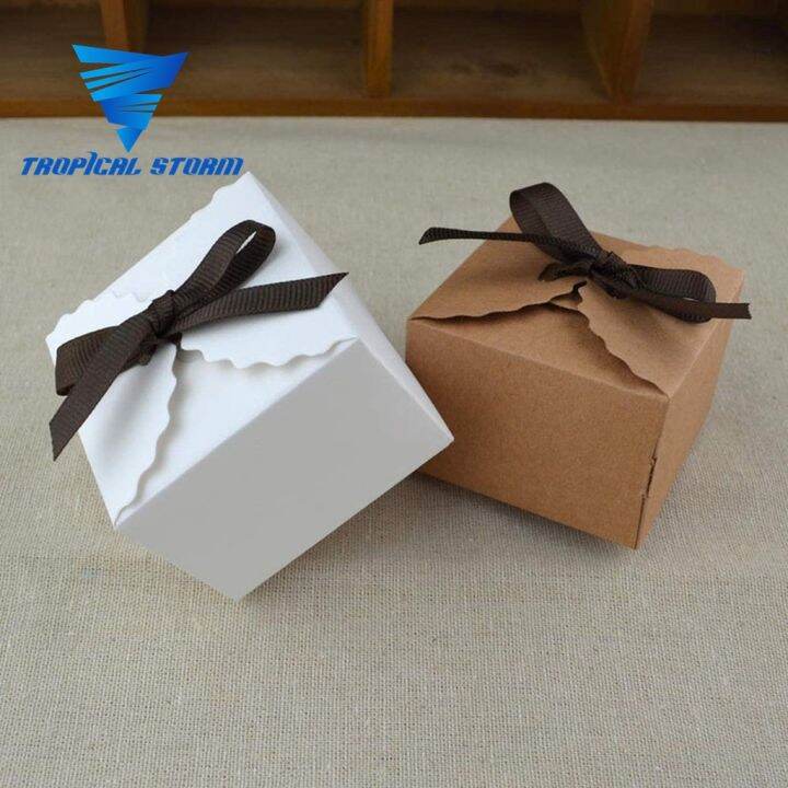 Kraft Paper Gift Box with ribbon for giveaways party and gifts box 1pcs ...