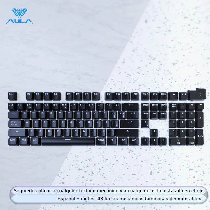 AULA Professional Spanish Backlit Mechanical Keyboard Keycaps ...