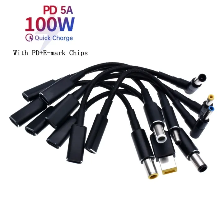 100W Universal Laptop Power Adapter Connector Fast Charging Cable Cord ...