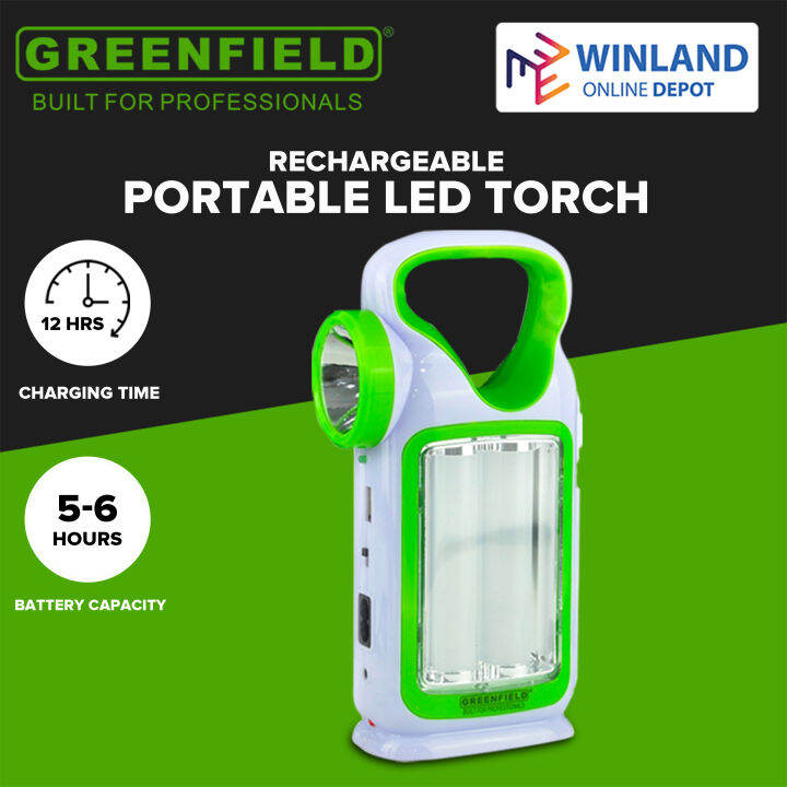 GREENFIELD by Winland Portable Rechargeable / Solar Emergency LED Torch ...