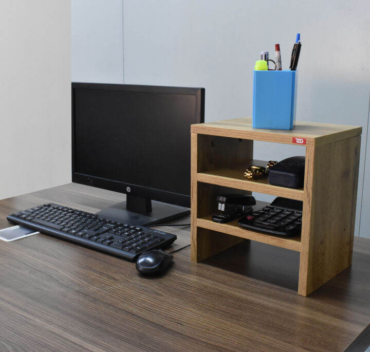 TAD0131 Wooden Desk Organizer Stand, with 3 Layer Multifunctional ...