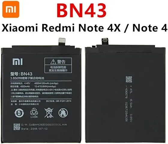 Xiaomi Redmi Note 4x Snap Dragon Battery Model:BN43 100%Original ...