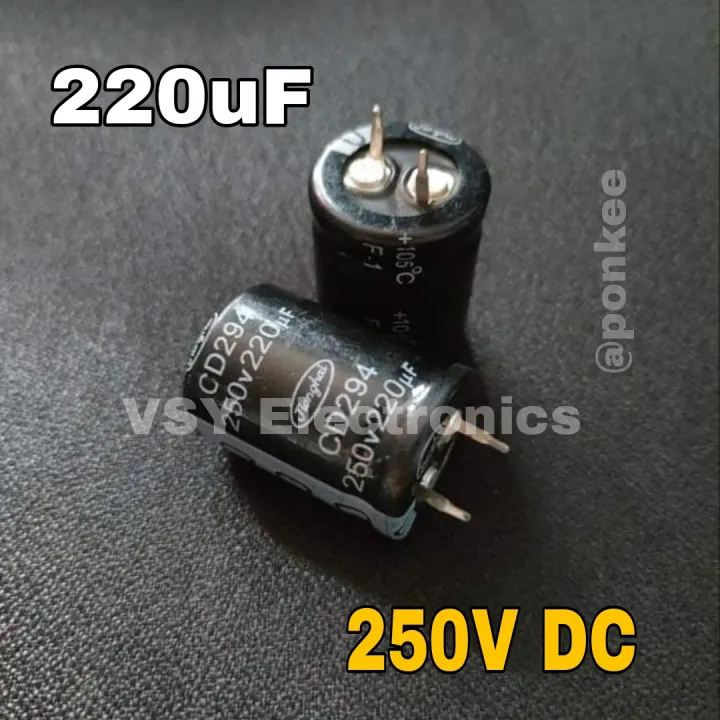 High Quality 220uf 250v dc / 220 microfarad 250 volts / 220 uF Electrolytic Capacitor 1pc ...