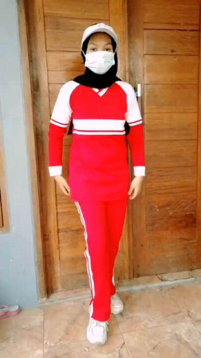 Baju senam muslim merah putih | Lazada Indonesia