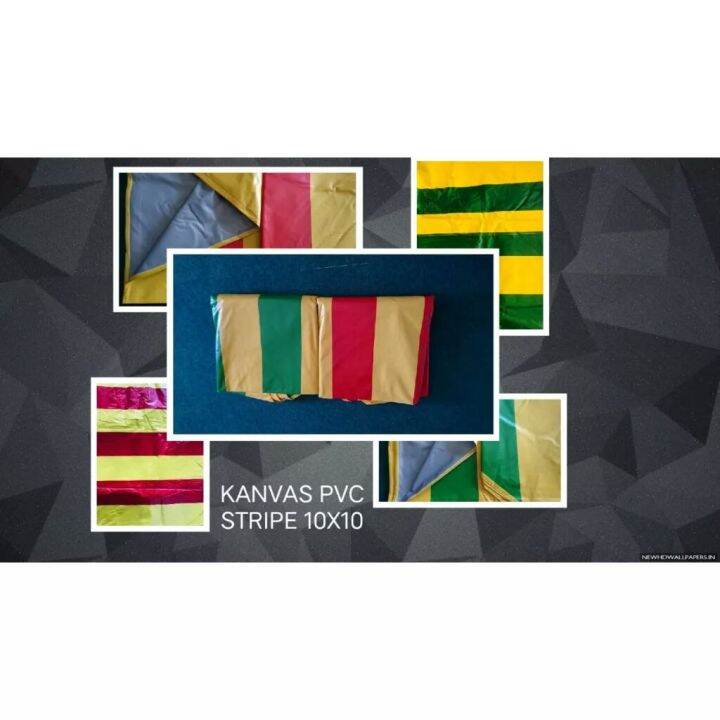 KAIN KANVAS KHEMAH SAIZ 10X10 PVC JALUR UV HIJAU KUNING/ MERAH KUNING ...