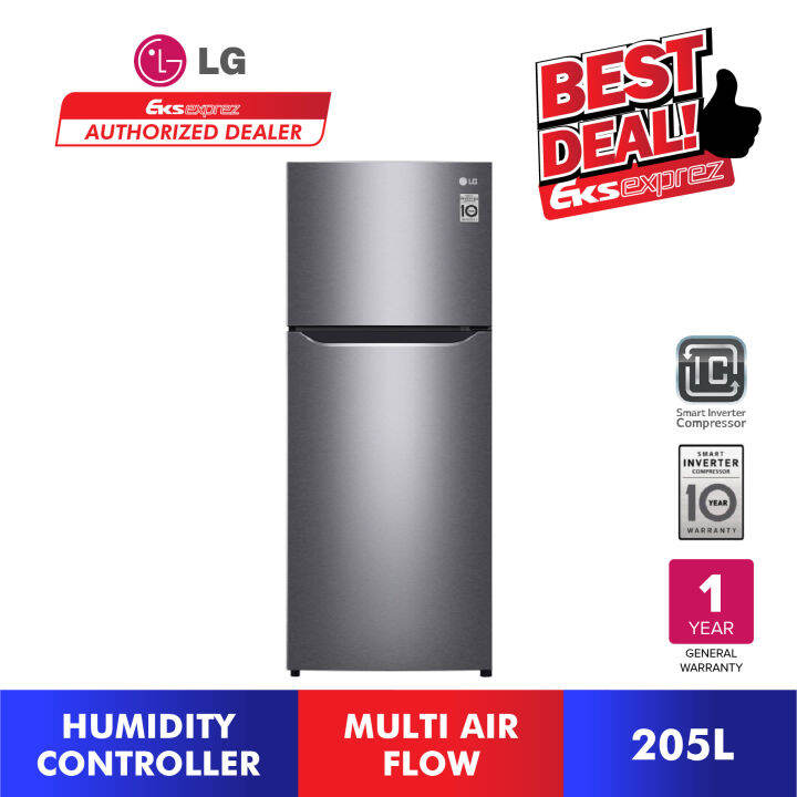 (FREE SHIPPNG) LG 2 Door Top Freezer Inverter Fridge (205L) GN-B202SQBB ...