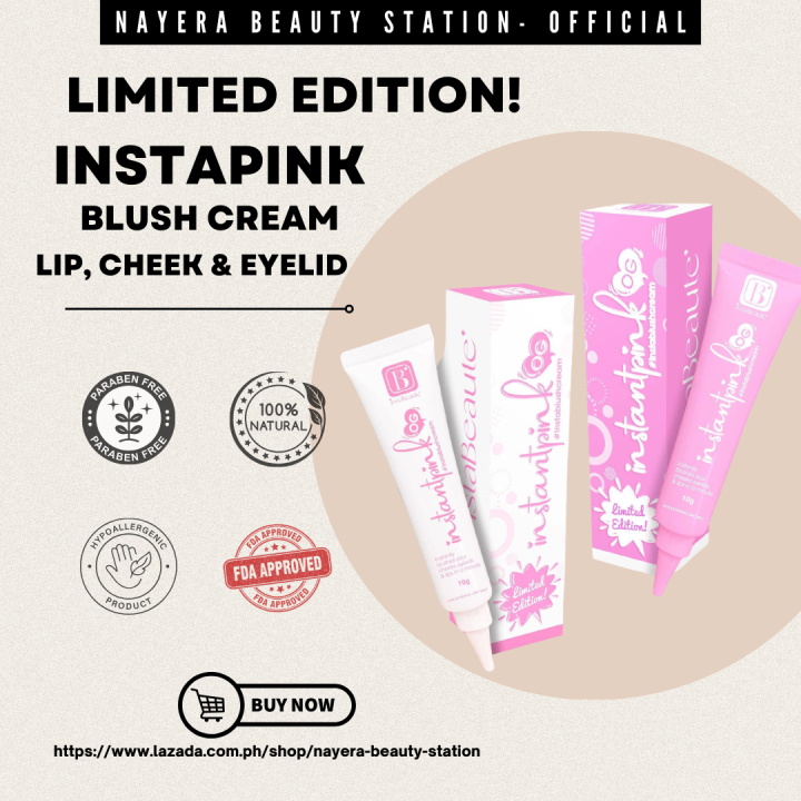 10g InstaBeaute Insta Pink Blush Cream, Eyelid Cheek Lip Cream Lip Tint ...