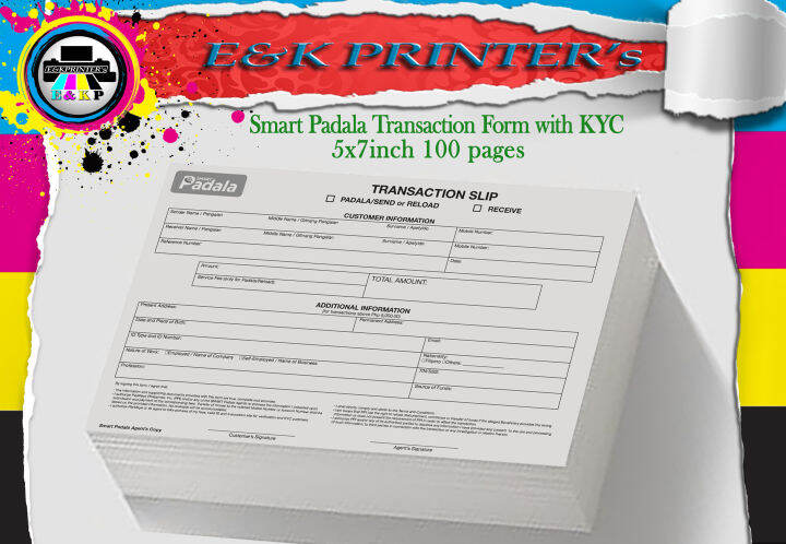 Smart Padala Transaction Slip / Form / Receipt with KYC | Lazada PH