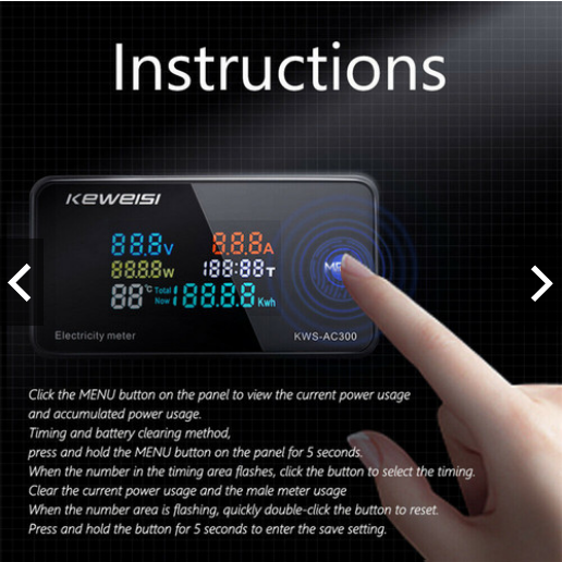 AC watt meter digital 6in1 kwh KWS AC-300 100A volt ampere | Lazada Indonesia
