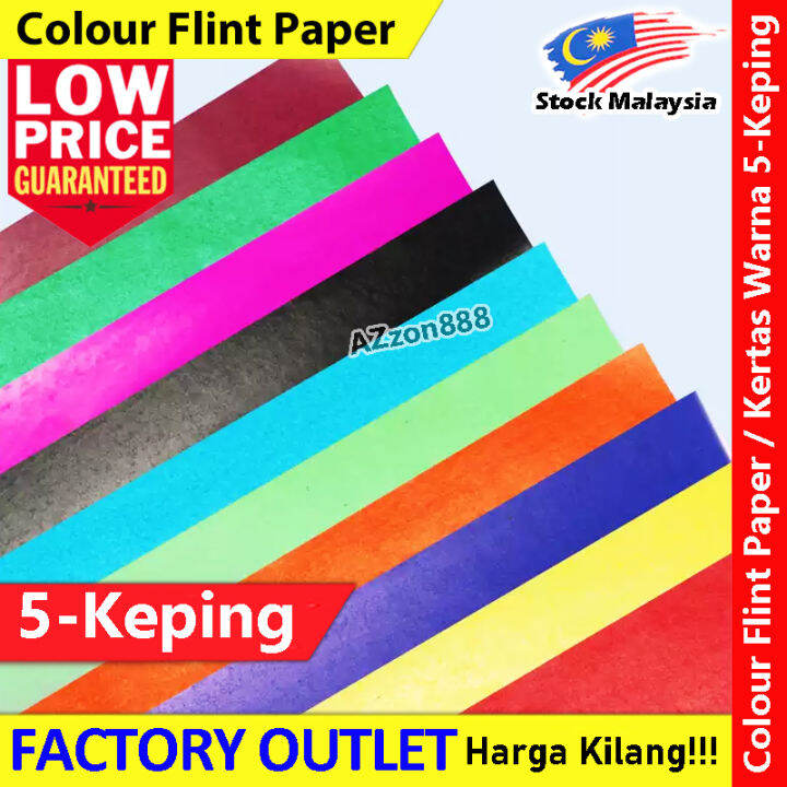 【5-Sheets】 Kertas Warna Warni Berlilin Color Paper Colour Flint Paper ...