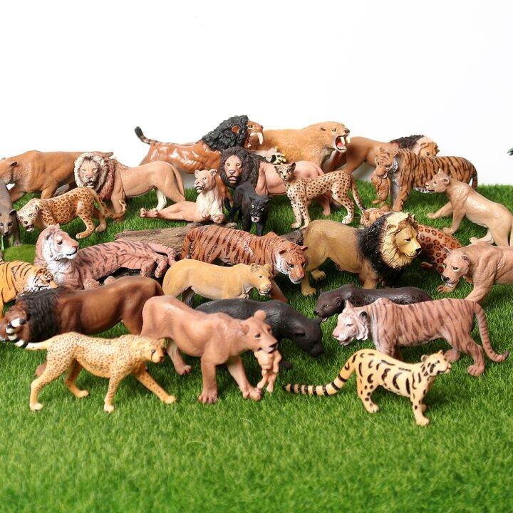 Realistic Jungle Animals LionsCheetahpantherToothed Tiger Model Figure ...