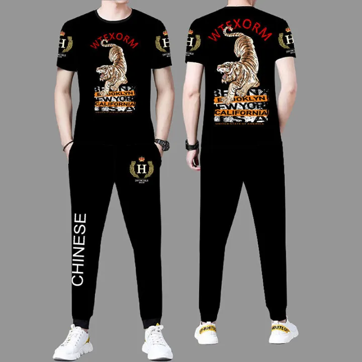 Naimo ฤดูร้อนผู้ชายระดับไฮเอนด์สูทแขนสั้นเสื้อยืดชุดกีฬาสบายๆแนวโน้ม100 ...