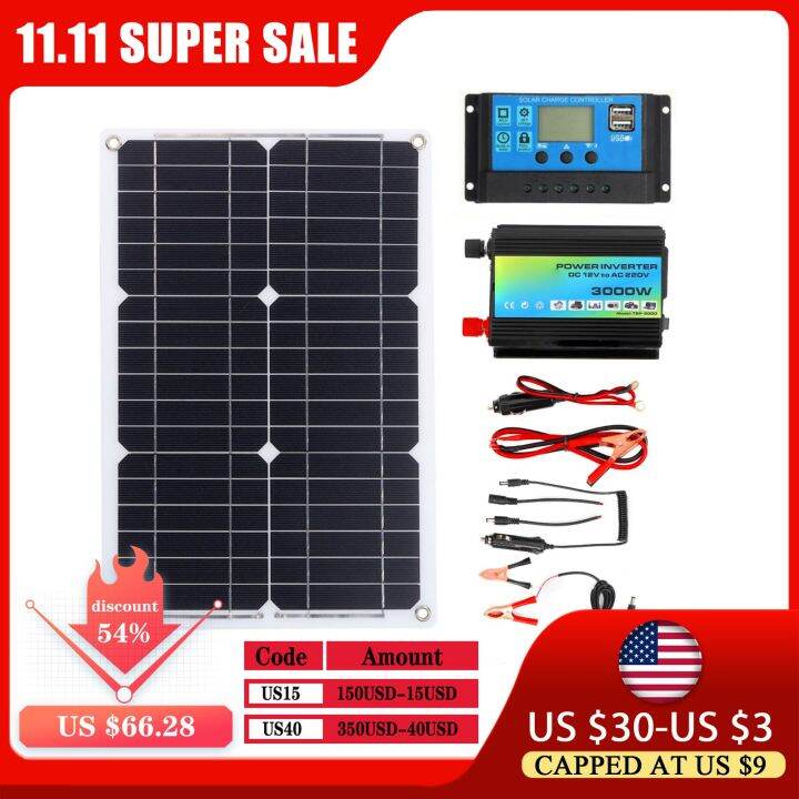 Solar Panel Kit 3000W Solar Power Generator Grid System Power 60A Home ...