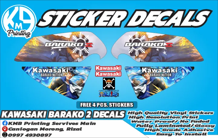 Kawasaki Barako Customized Decals One Piece Sabo Design | Lazada PH