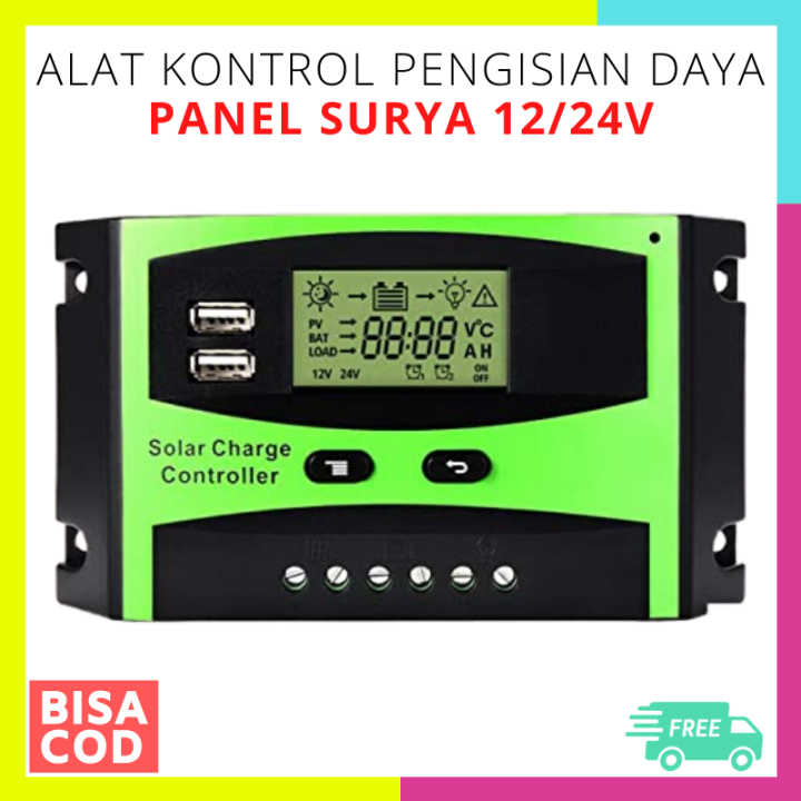 ALAT KONTROL PENGISIAN DAYA PANEL SURYA OTOMATIS DUAL USB 12/24V / inverter panel surya solar ...