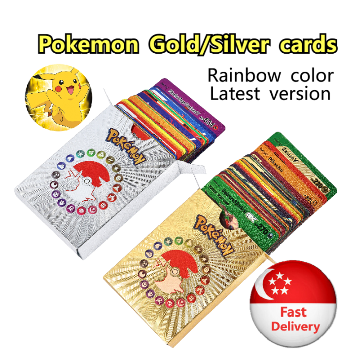 【SG stock】55pcs Pokemon Gold Card Box Rainbow colors Golden Letters ...
