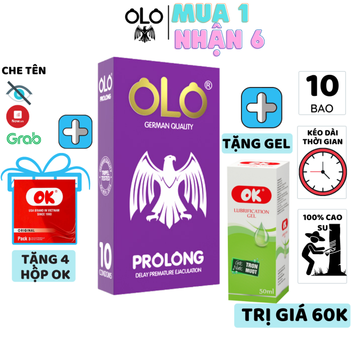 Bao cao su olo Prolong 10 bao/hộp tặng 4 hộp OK gian bạc hà chống tuột | Lazada.vn