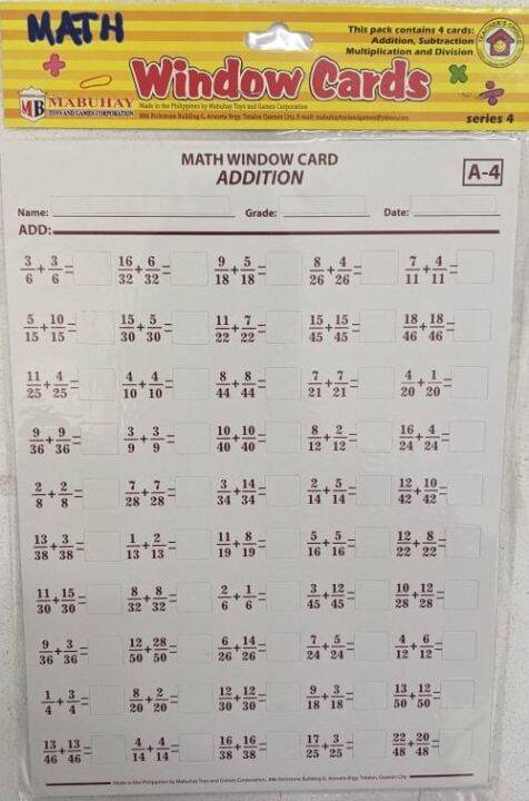 Math Window Cards (Series 4) | Lazada PH