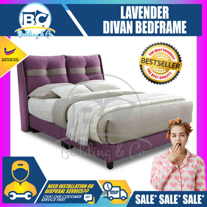 Lavender Divan Base With Headboard / Solid Divan Bed / Bedframe / Katil ...