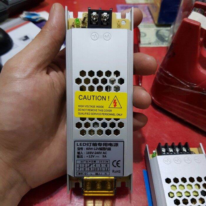 Power Supply SLIM Output DC 12V 5A 60Watt Input AC 220V ⭐⭐⭐⭐⭐ | Lazada ...