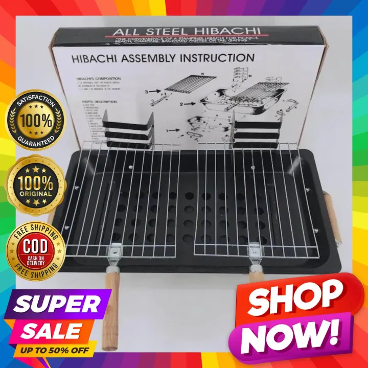 ORIGINAL COD All Steel Hibachi Griller Charcoal Barbeque Grill Camping ...