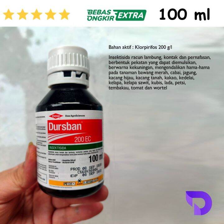 Obat hama tanaman dursban 100ml basmi kutu putih ulat daun belalang ...