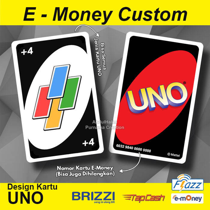 Kartu Emoney Custom Desain UNO Card bisa e-money etoll brizzi flazz ...