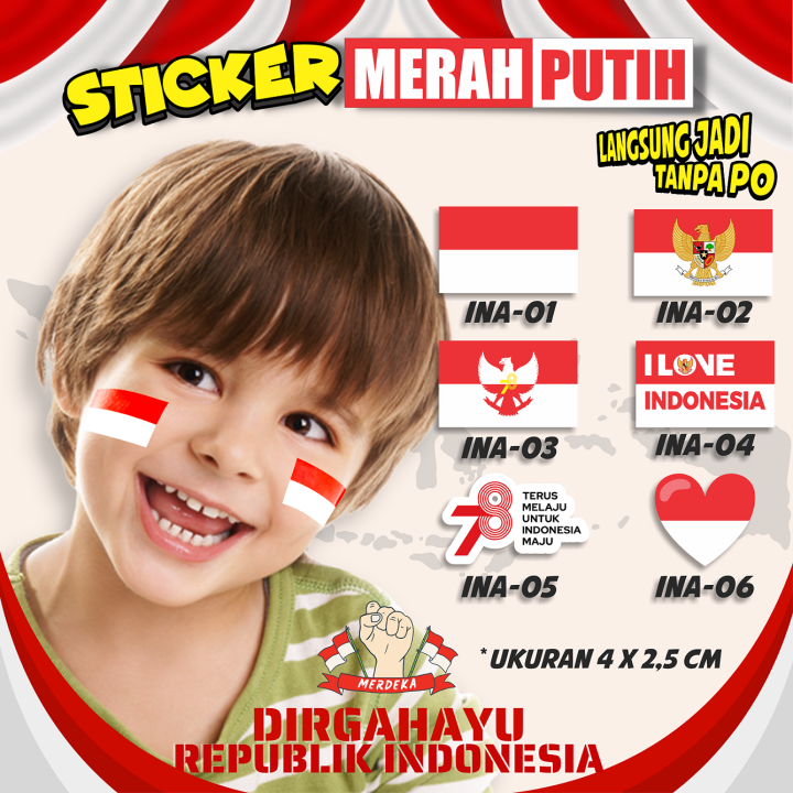 Stiker Pipi HUT 78 Bendera Merah Putih / Sticker Kemerdekaan Indonesia ...