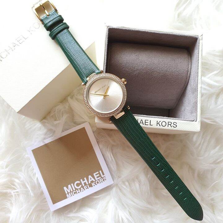 Original Michael Kors Green Metallic Mini Parker Pave White Dial ...