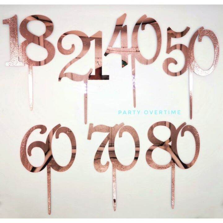 Rose Gold Acrylic Number Cake Topper Double Digit Party Decor 18 21 40 ...