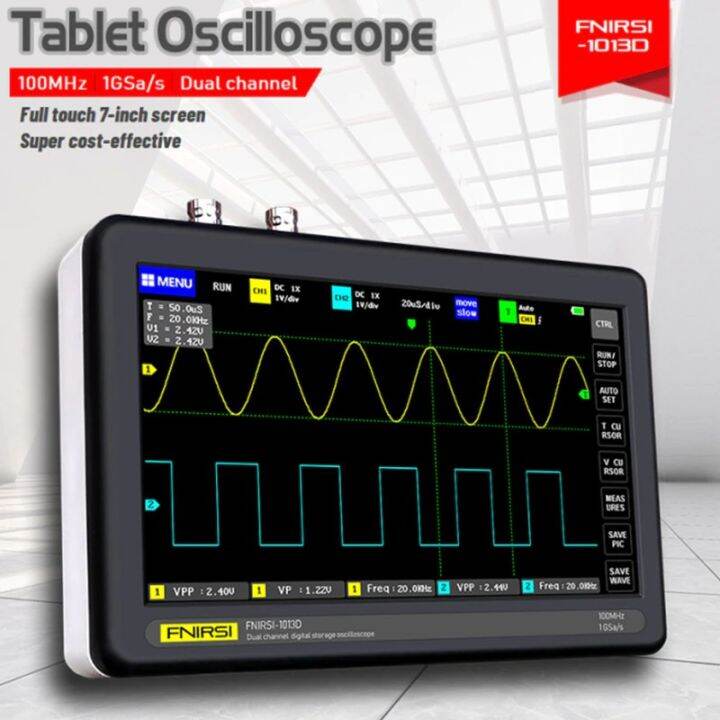 FNIRSI 1013D 7 inch Digital 1013D Tablet Oscilloscope Touch Dual Channel 100m Bandwidth 1GS ...