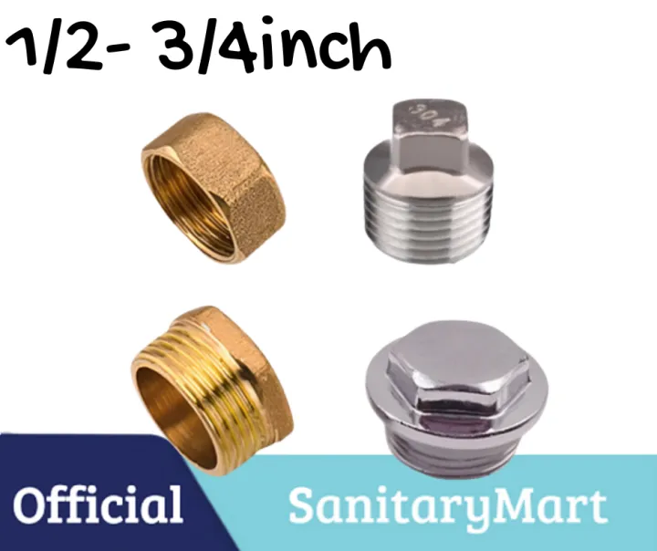 Dop Kran Drat Luar Dalam Kran 1/2 Inch Inci Pendek Kuningan Plug ...