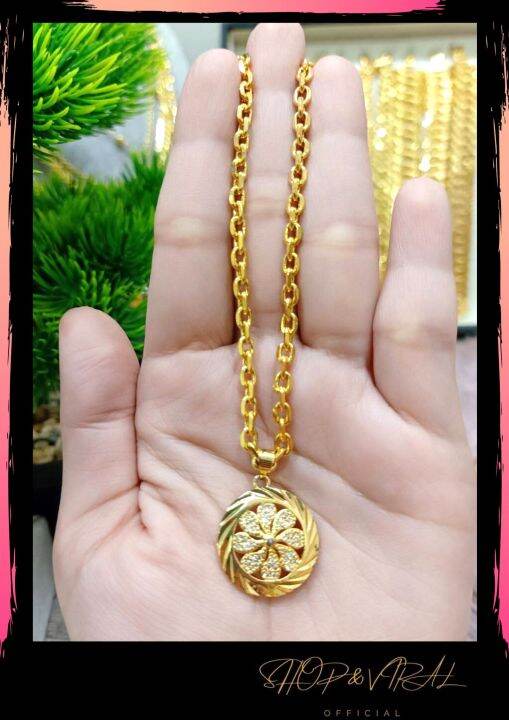 Rantai Leher Dengan Loket Emas Suasa 375/18K | Lazada