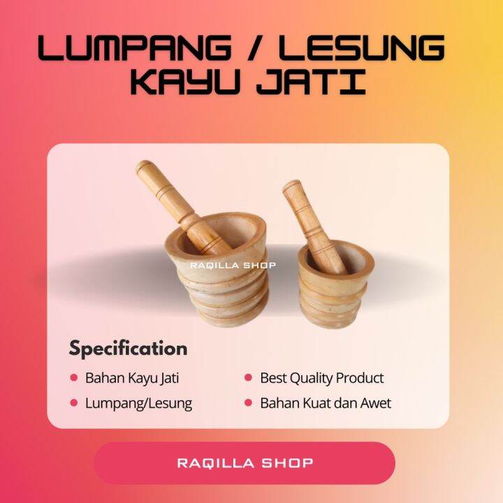 Lumpang kayu alat penumbuk rujak tumbuk beras dan bumbu | Lazada Indonesia