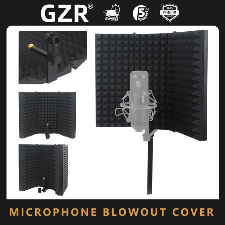 GZR 3 Panel Foldable Studio Microphone Isolation Shield Recording Sound ...