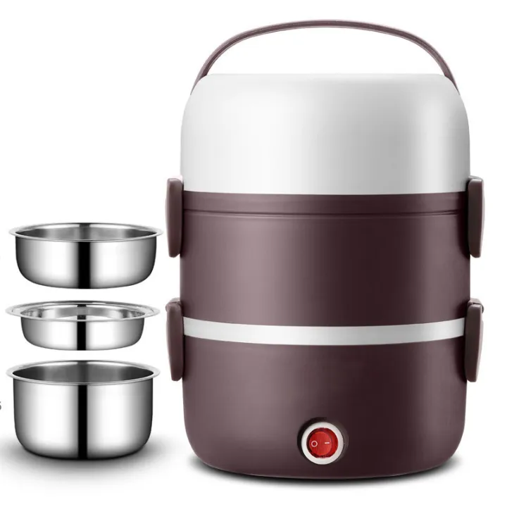 3-layer portable electric lunch box, stainless steel lunch box set, lunch box heater, plug-in ...