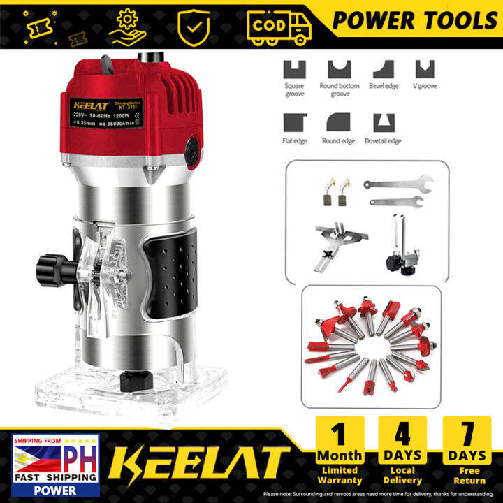 KEELAT 1200W/1350W Wood Router Electric Wood Trimmer Router Bit Set ...