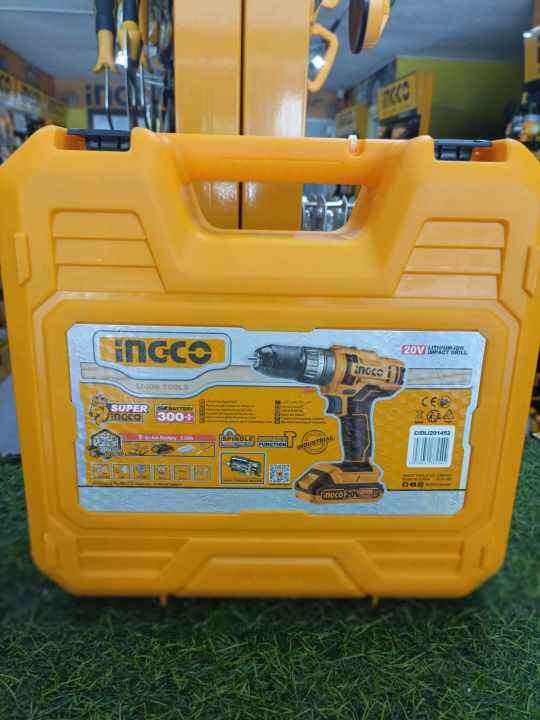 Ingco Lithium-Ion Cordless Impact Drill 20v w/ FREE Safety Gloves ...