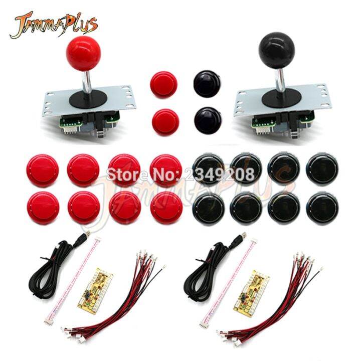 DIY Arcade Game Handle Kit 5 Pin Joystick SANWA Push Button Zero Delay USB Board With Wire Set ...