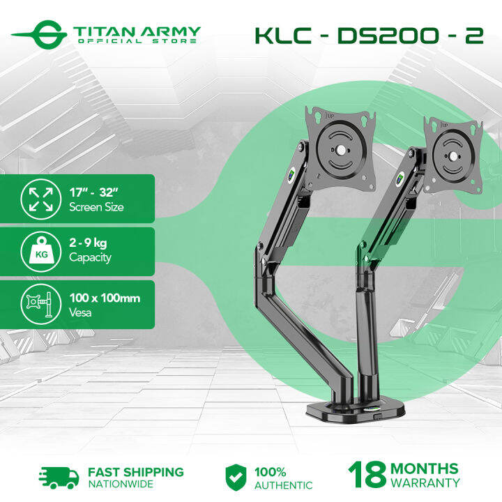 TITAN ARMY X KLC DS200-2 Monitor Arm Mount Stand for 2 pcs 17 inch to 32 inch Monitor | Lazada PH