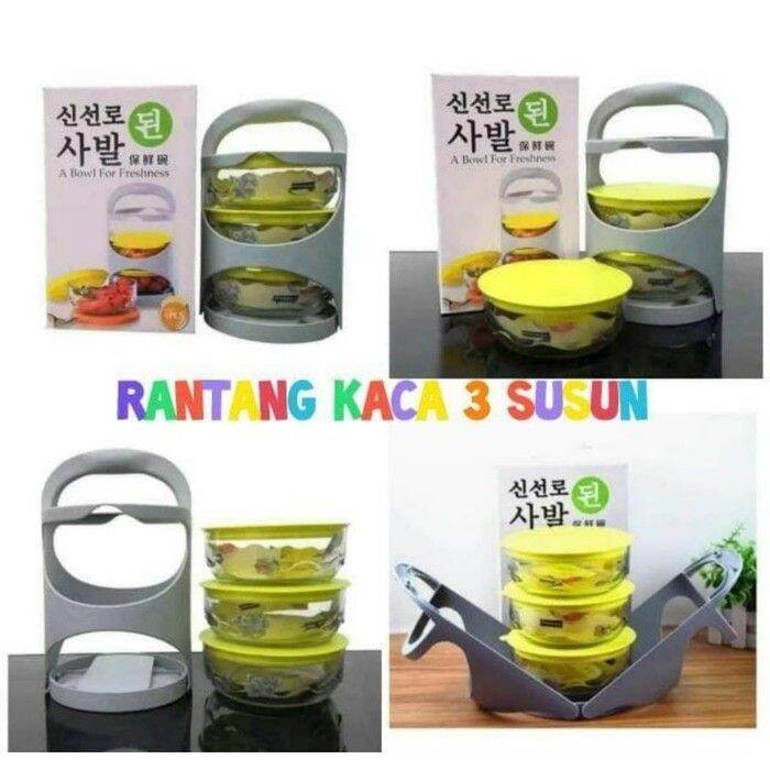 Rantang Susun Kaca High Quality/Rantang 3 Susun Kaca,SHENAR | Lazada ...