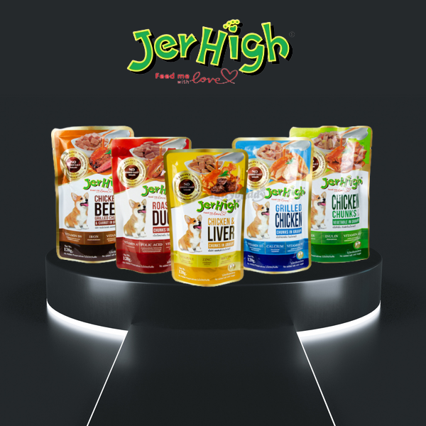 Jerhigh Pouch with Gravy เจอร์ไฮ เพาซ์ อาหารเปียกสุนัขแบบซอง. ขนาด 120 ...