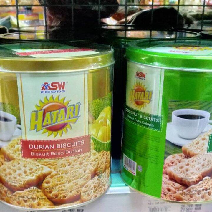 BISKUIT KALENG HATARI RASA COCONUT DAN DURIAN KALENG BULAT 325 gram 1 ...