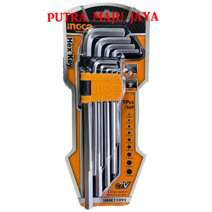KUNCI L SEGI SET PANJANG SET INGCO HEX KEY SEGI SET 9 PCS INGCO LONG ...