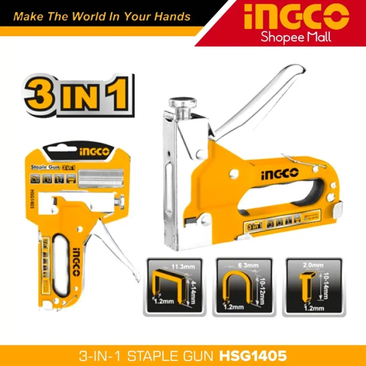 Ingco HSG1405 3 in 1 Staple Gun Tacker for Furniture H | Lazada PH