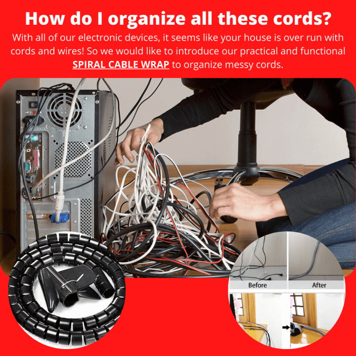 Top Juan Large Spiral Cable Zip Wrap Wire Organizer Cable Management ...