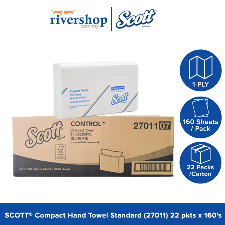 Scott® Compact Hand Towel Standard (27011) 1 carton (22 pkts x 160's ...